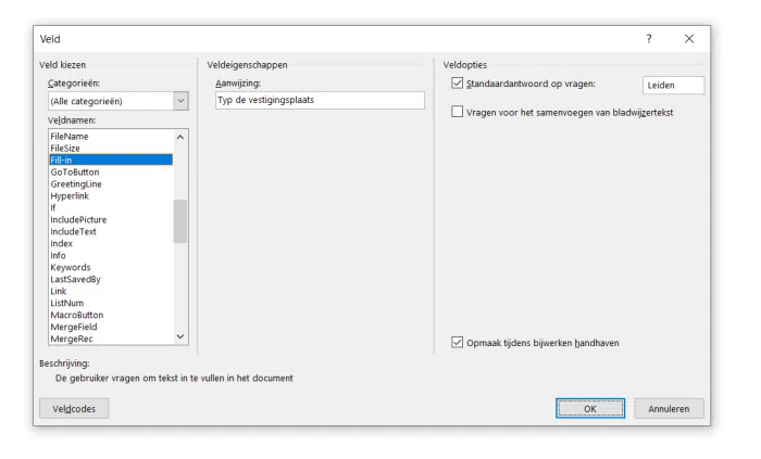 Word tip: Automatische invoer van gegevens met velden | AVK
